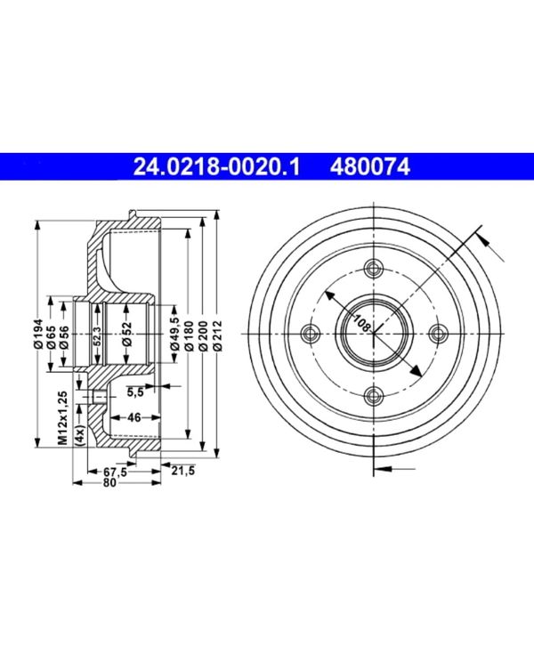 Bremstrommel ATE 24.0218-0020.1 (2 Stk.) für Citroën Peugeot AX ️ ...